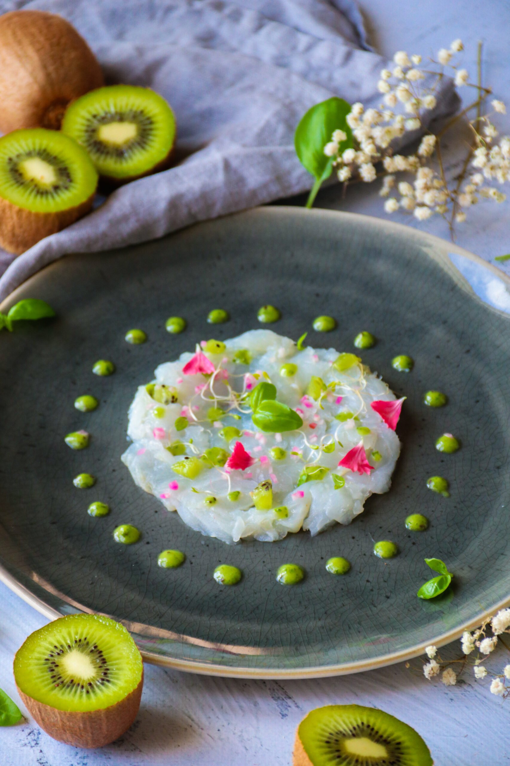 Carpaccio de bar sauce kiwi basilic - healthyfood_creation